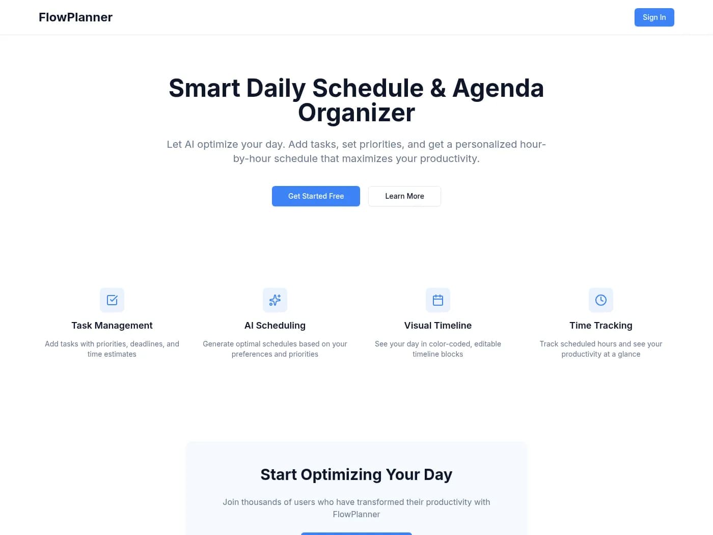 FlowPlanner – Smart AI-Powered Daily Schedule and Agenda Organizer