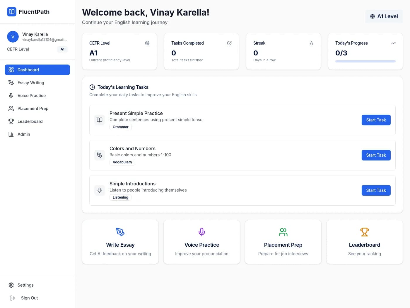 FluentPath: Adaptive English Learning Platform