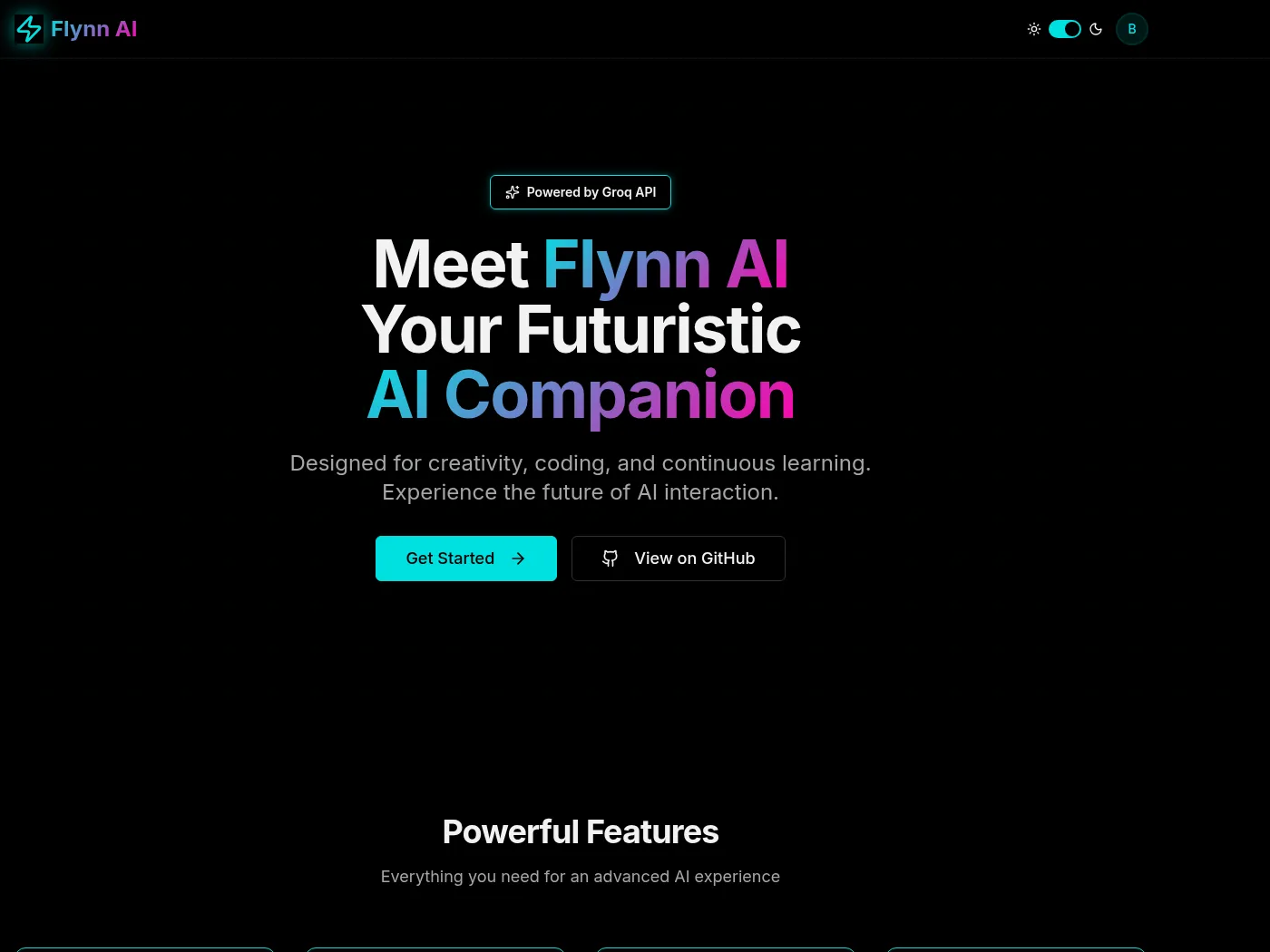 Flynn AI: Futuristic Groq-Powered AI Companion for Creators & Learners