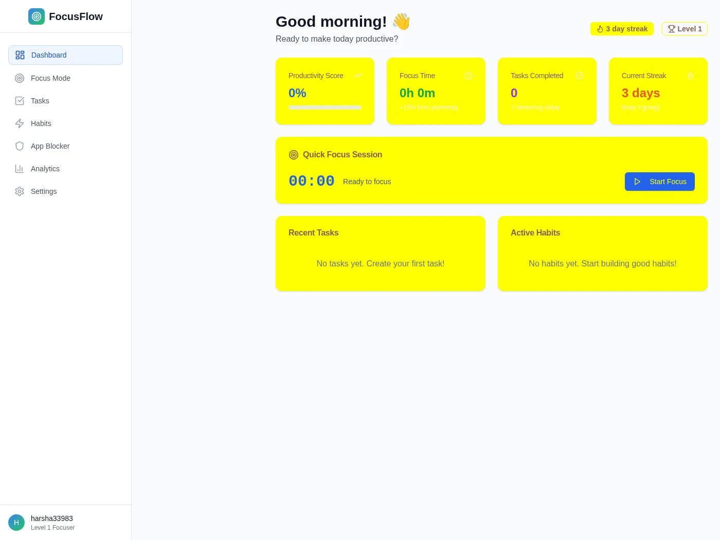 FocusFlow: The Ultimate Anti-Procrastination Productivity Platform