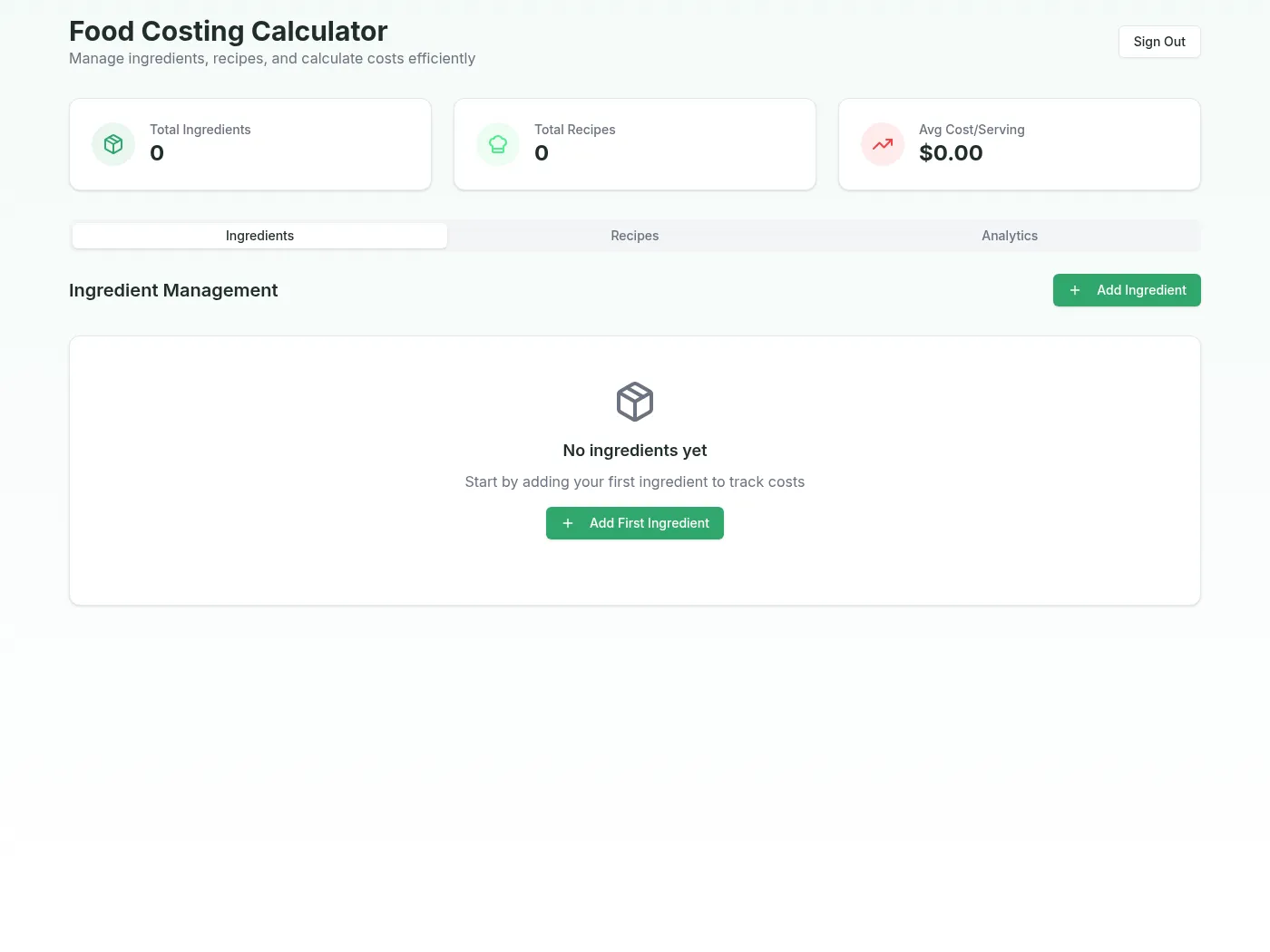 Food Costing Calculator