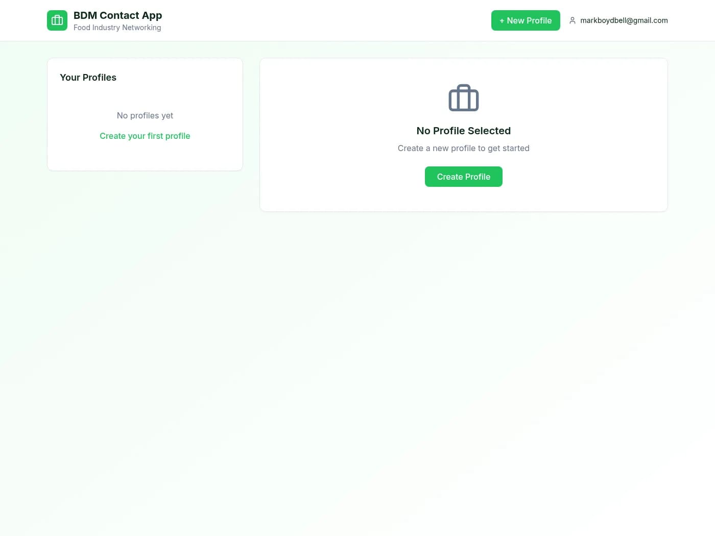 Food Industry BDM Contact App with Built-in QR Generator