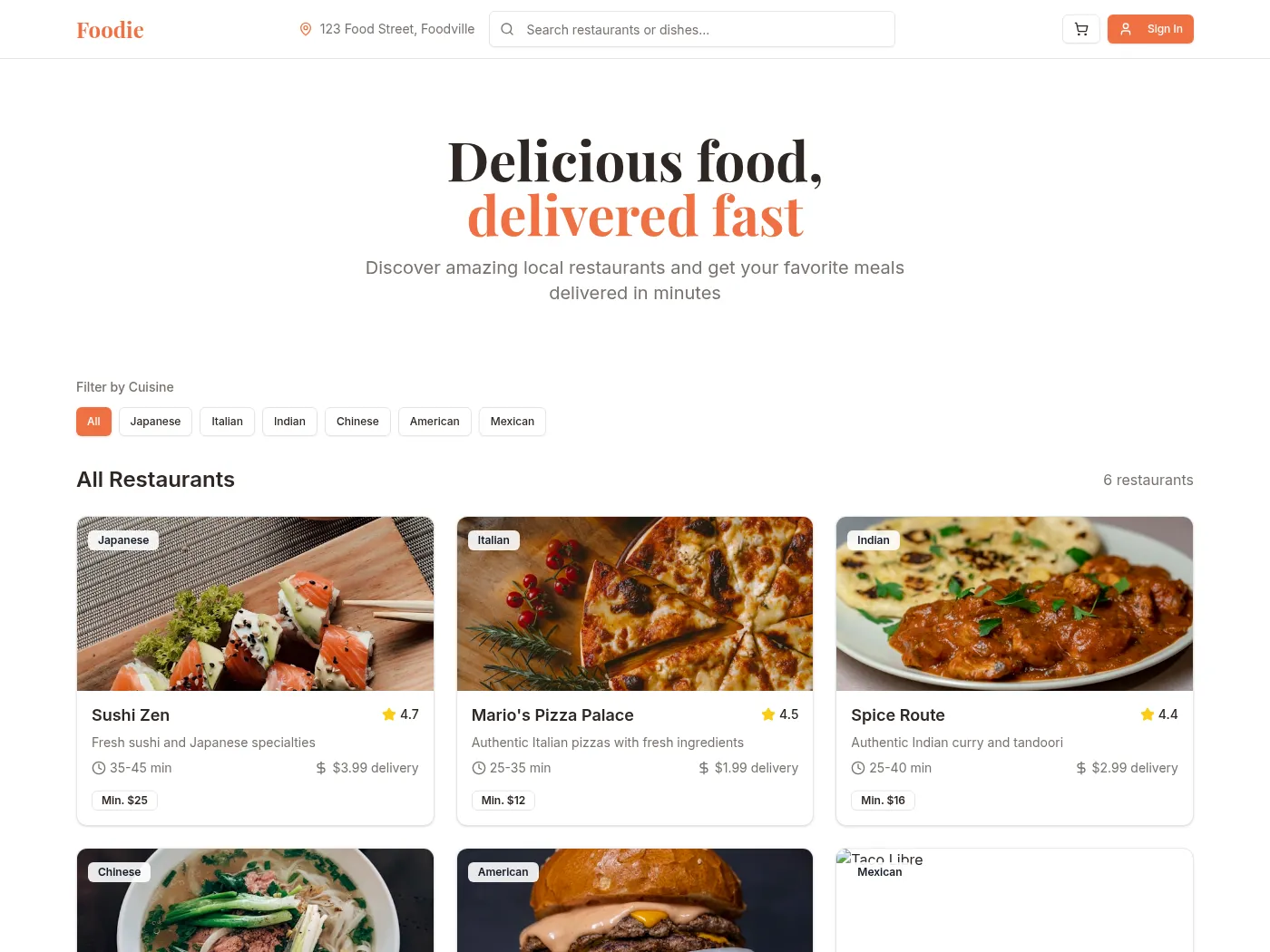 Foodie: Online Food Ordering App