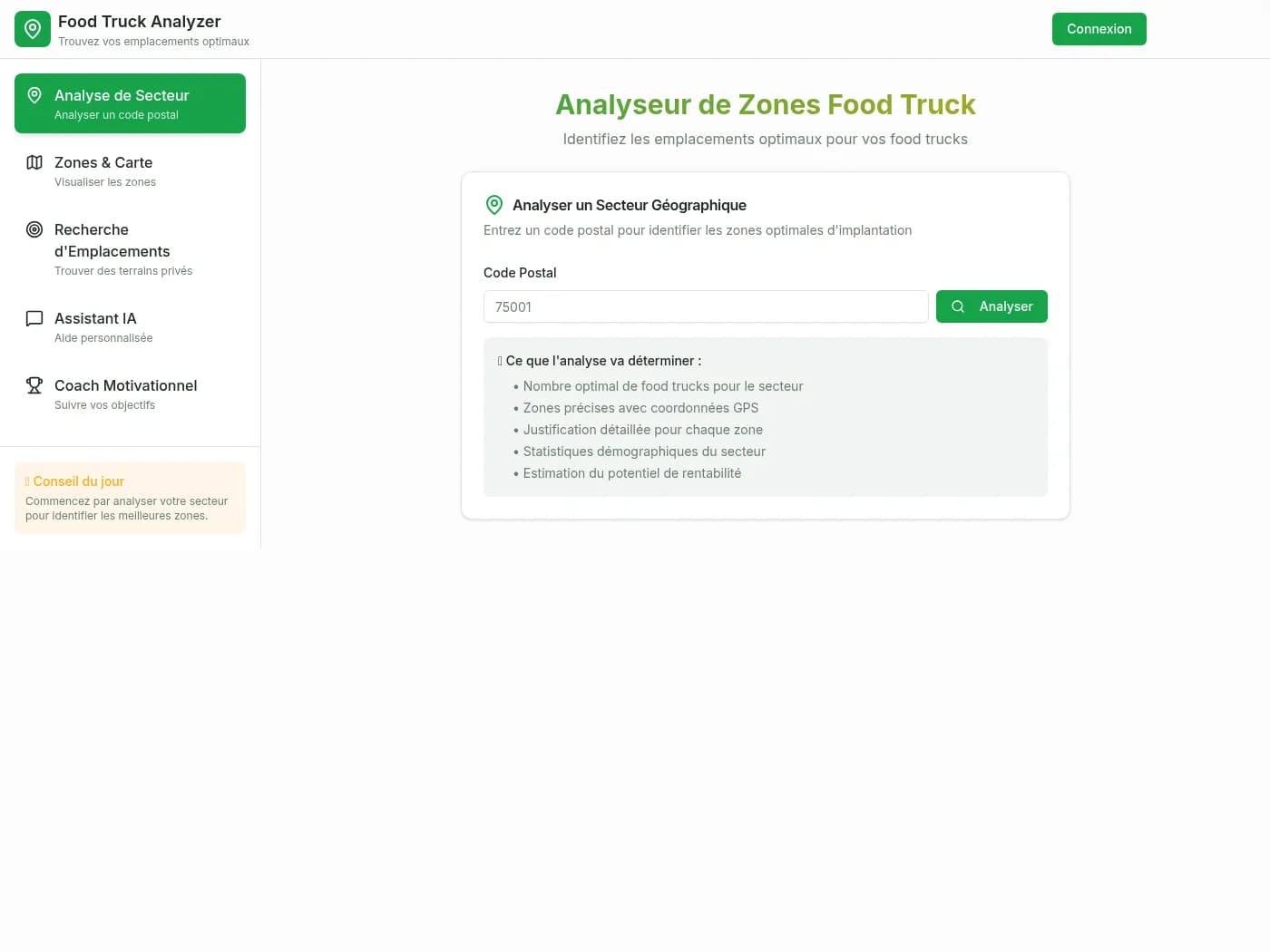 Food Truck Zone Analyzer & Private Land Placement Assistant