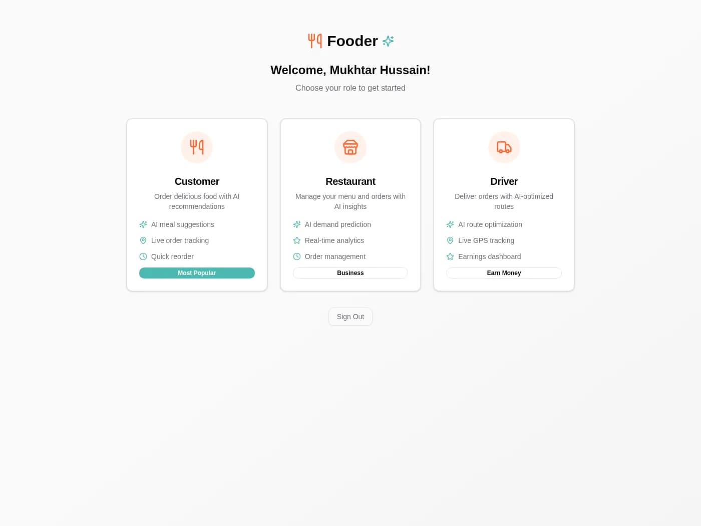 Fooder: AI-Powered Food Delivery Platform for Customers, Restaurants, and Drivers