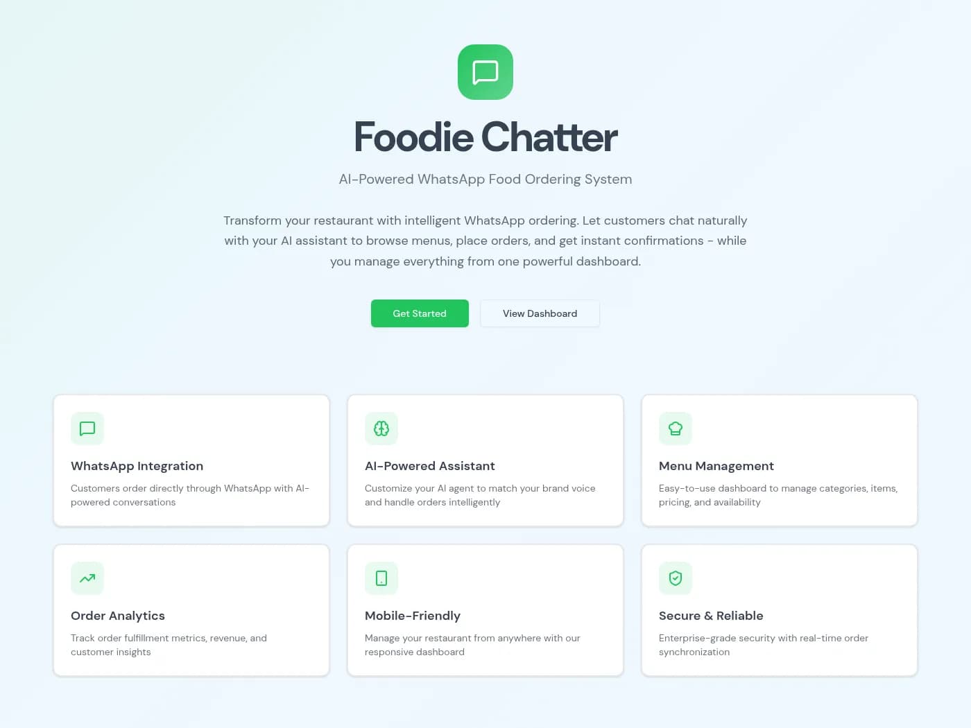 Foodie Chatter: AI-Powered WhatsApp Food Ordering & Management Dashboard