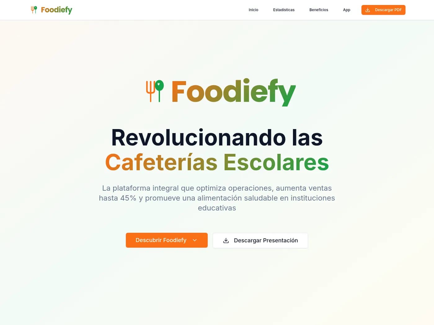Foodiefy Interactive Presentation PDF for School Cafeteria Management