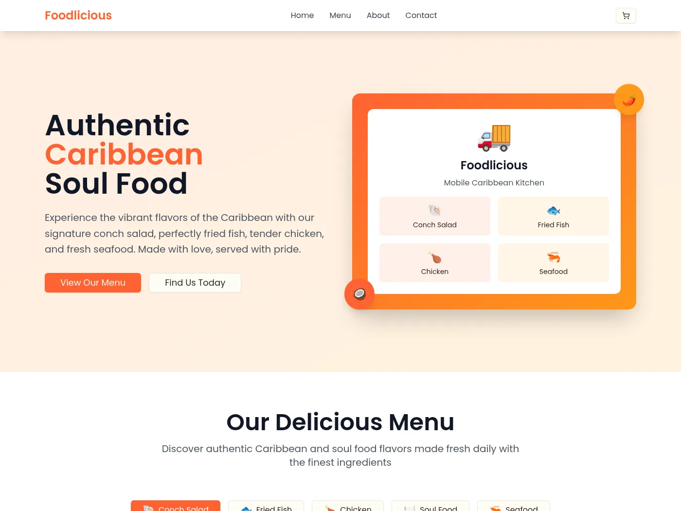 Foodlicious Food Truck Menu & Ordering Web App