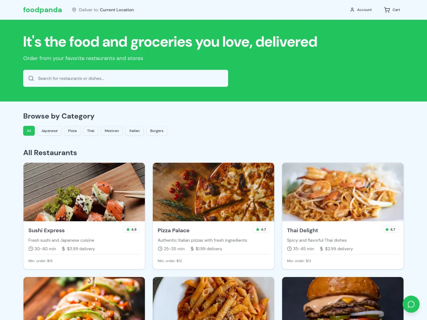Foodpanda Ordering Web App