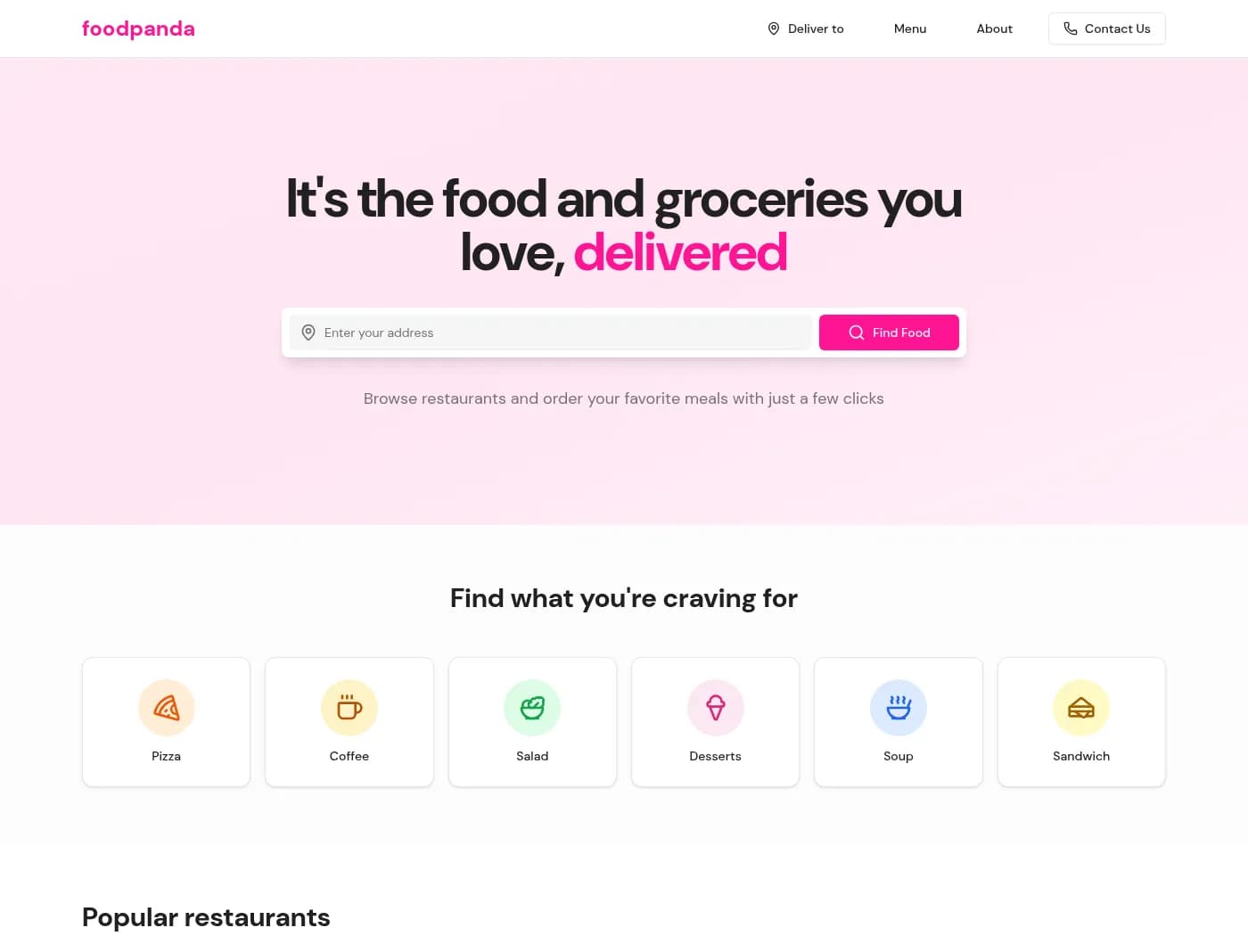 FoodPanda Website Clone with Direct Customer Contact