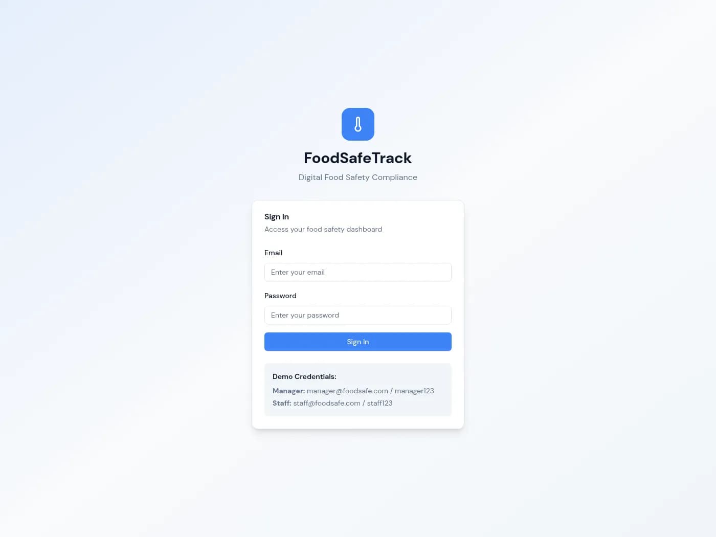 FoodSafeTrack – Digital Food Safety & Temperature Compliance Tracker for Restaurants