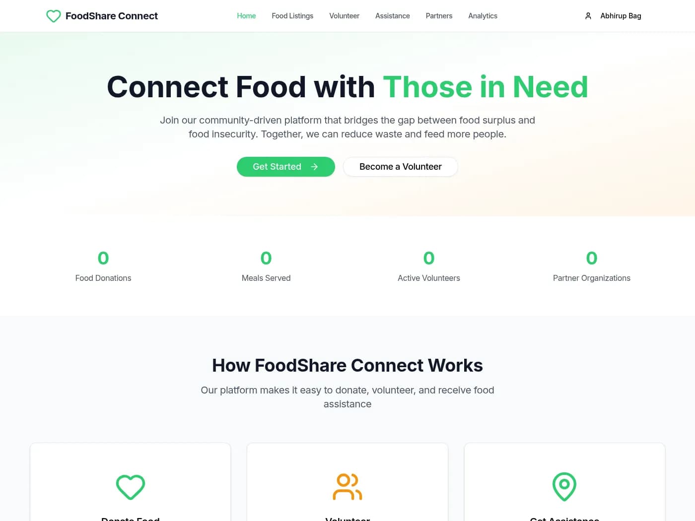 FoodShare Connect: Real-Time Food Donation & Volunteer Platform