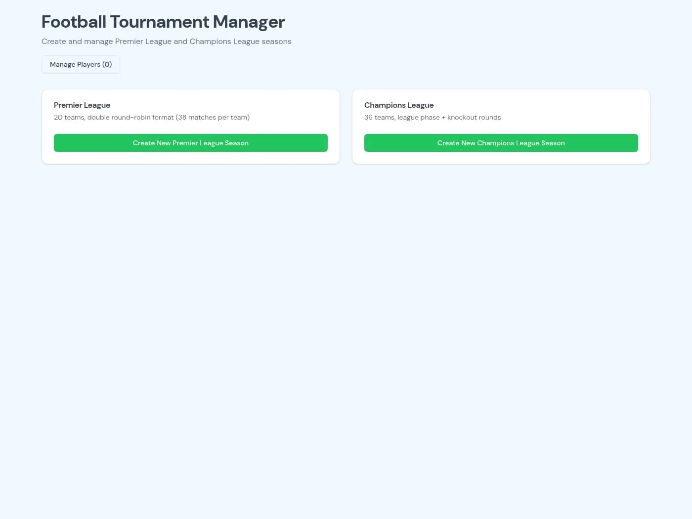 Football Tournament Manager: Premier League & Champions League Simulator