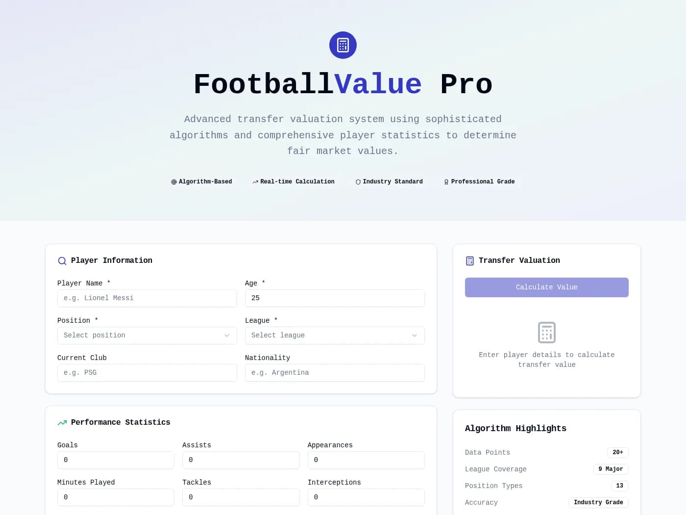 Fair Football Player Transfer Valuation Website