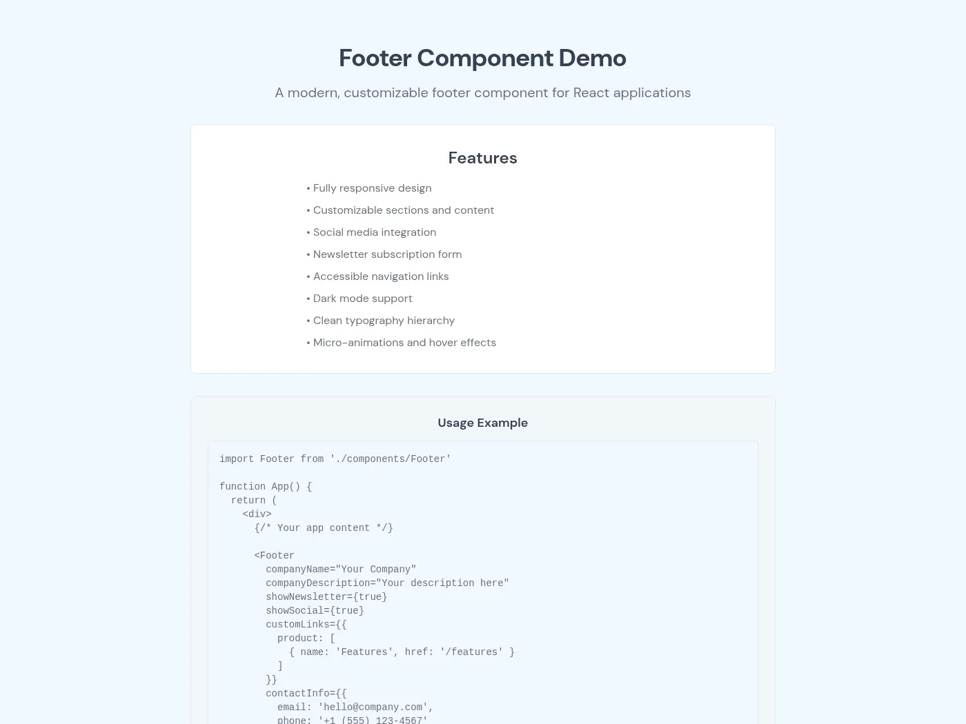Footer Component for React Applications