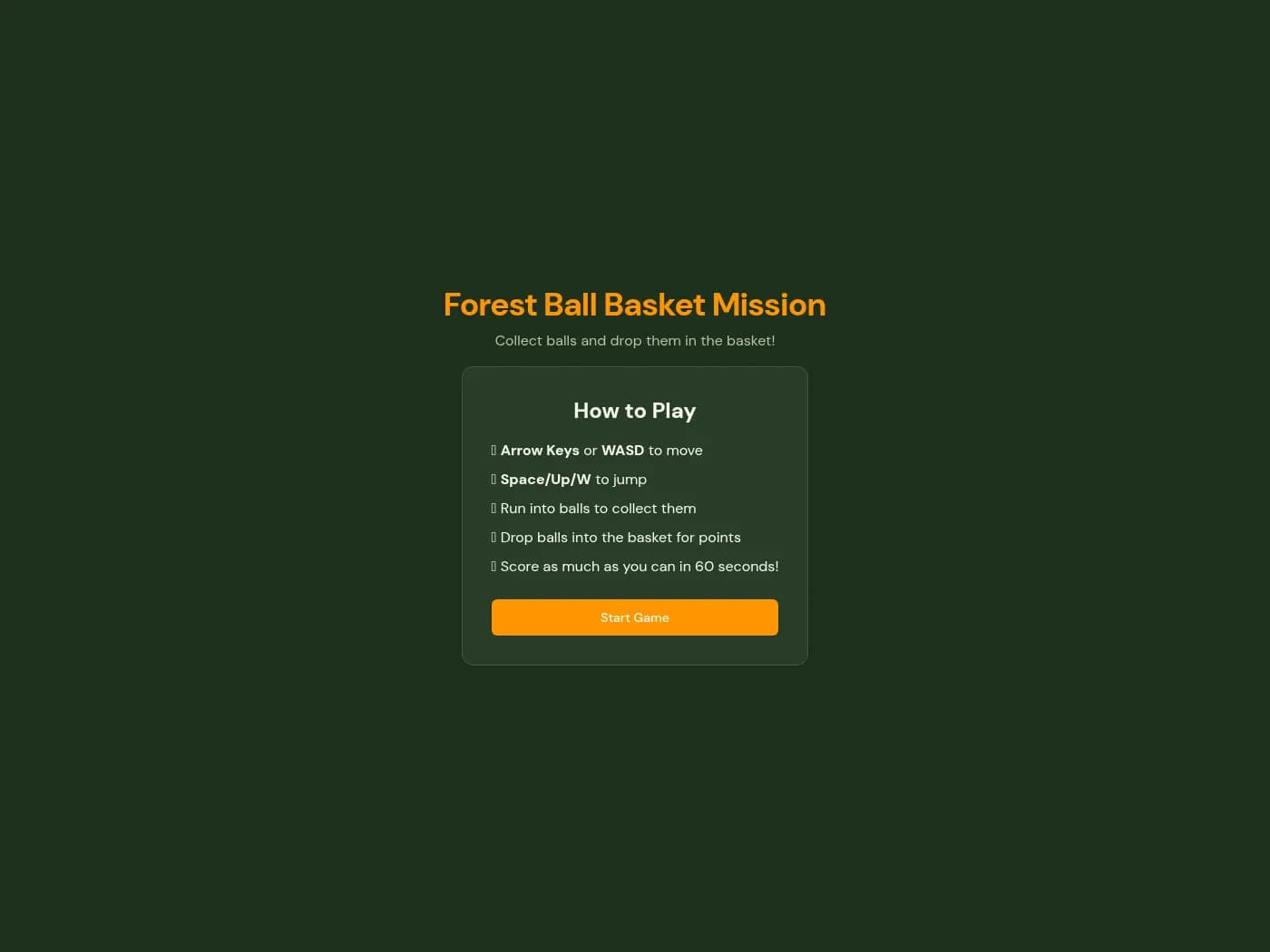 Forest Ball Basket Mission Game