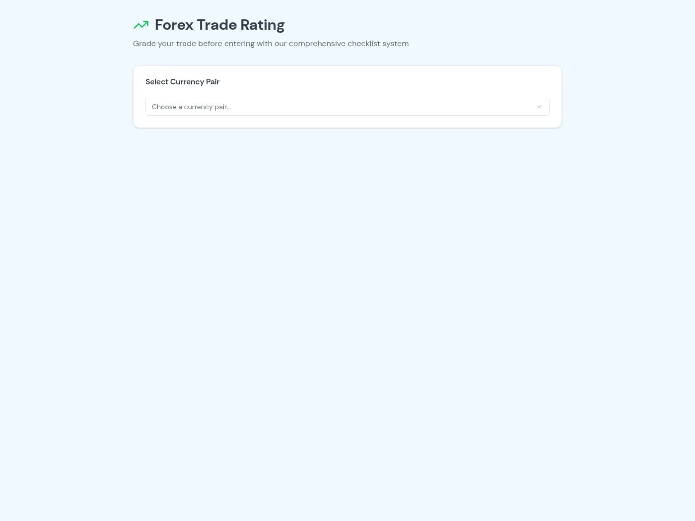 Forex Trade Grading and Checklist Web App