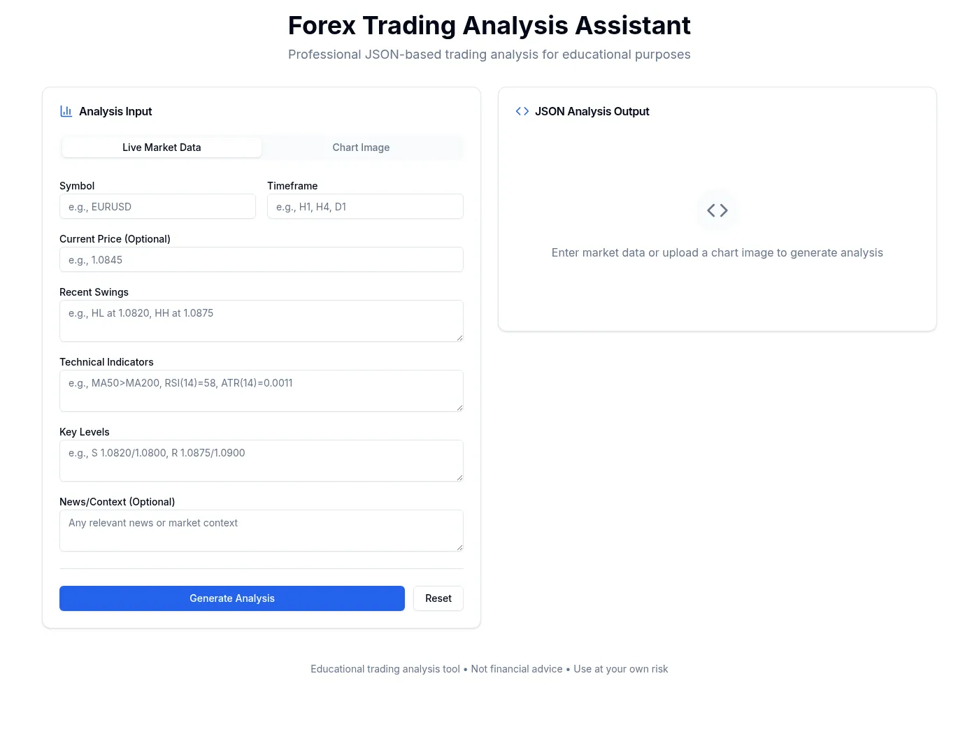 Forex Trading Analysis JSON Assistant