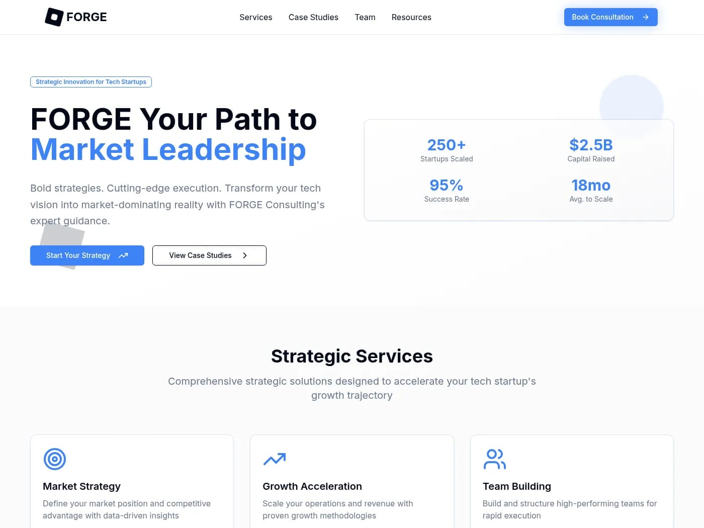FORGE Consulting: Bold Strategy Website for Startups
