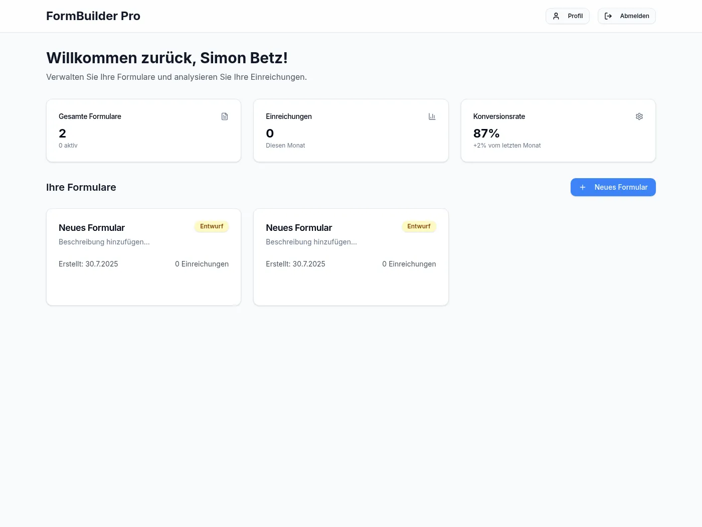 FormBuilder Pro: Online Formulare mit Drag-and-Drop, Dateiupload & Nutzerverwaltung