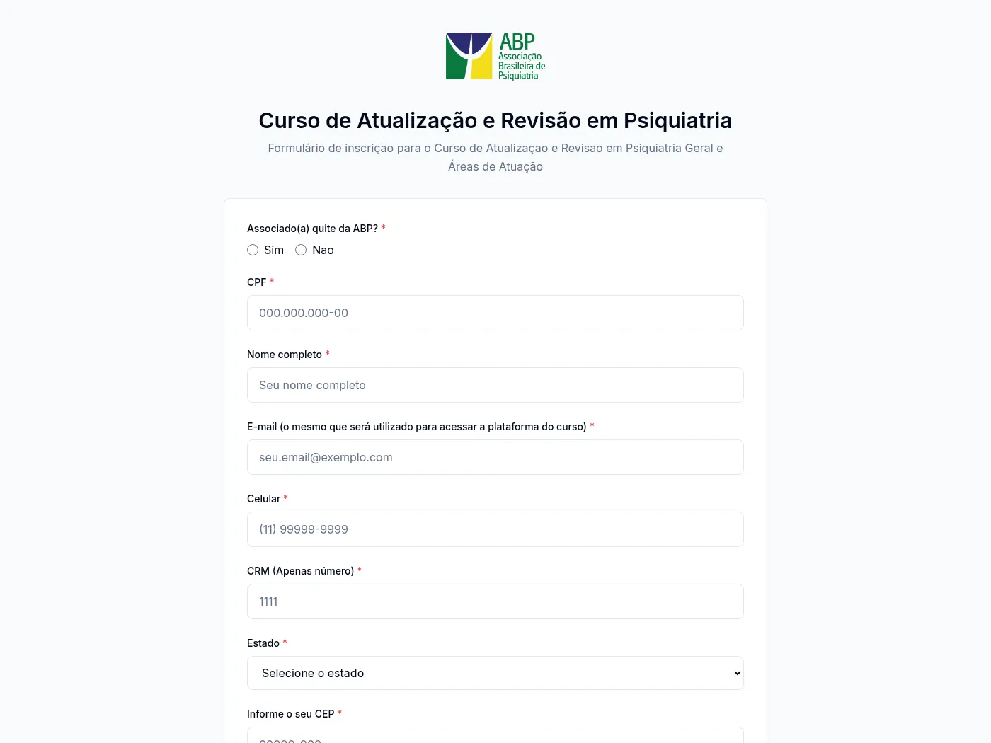 Formulário Avançado ABP com Validação de CPF, CRM e Integração ao Google Sheets
