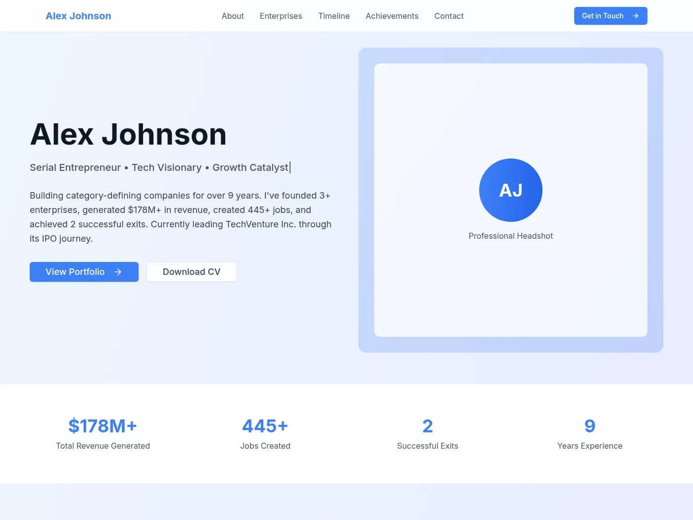 Founder CV Portfolio Website