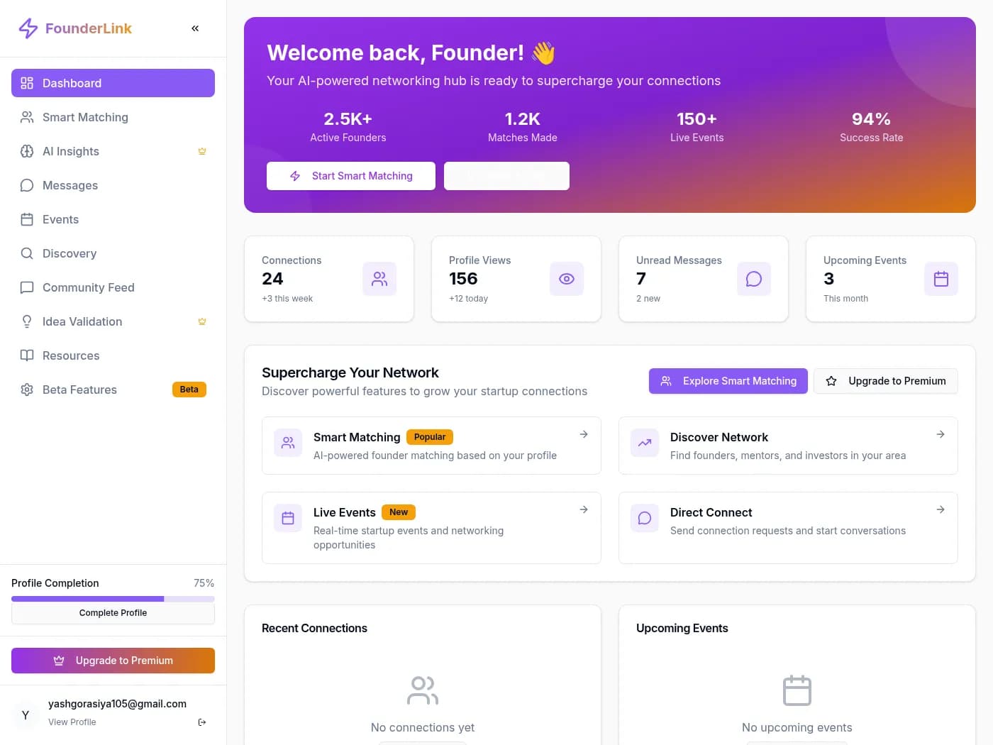 FounderLink: Real-Time AI-Powered Social Network for Startup Founders