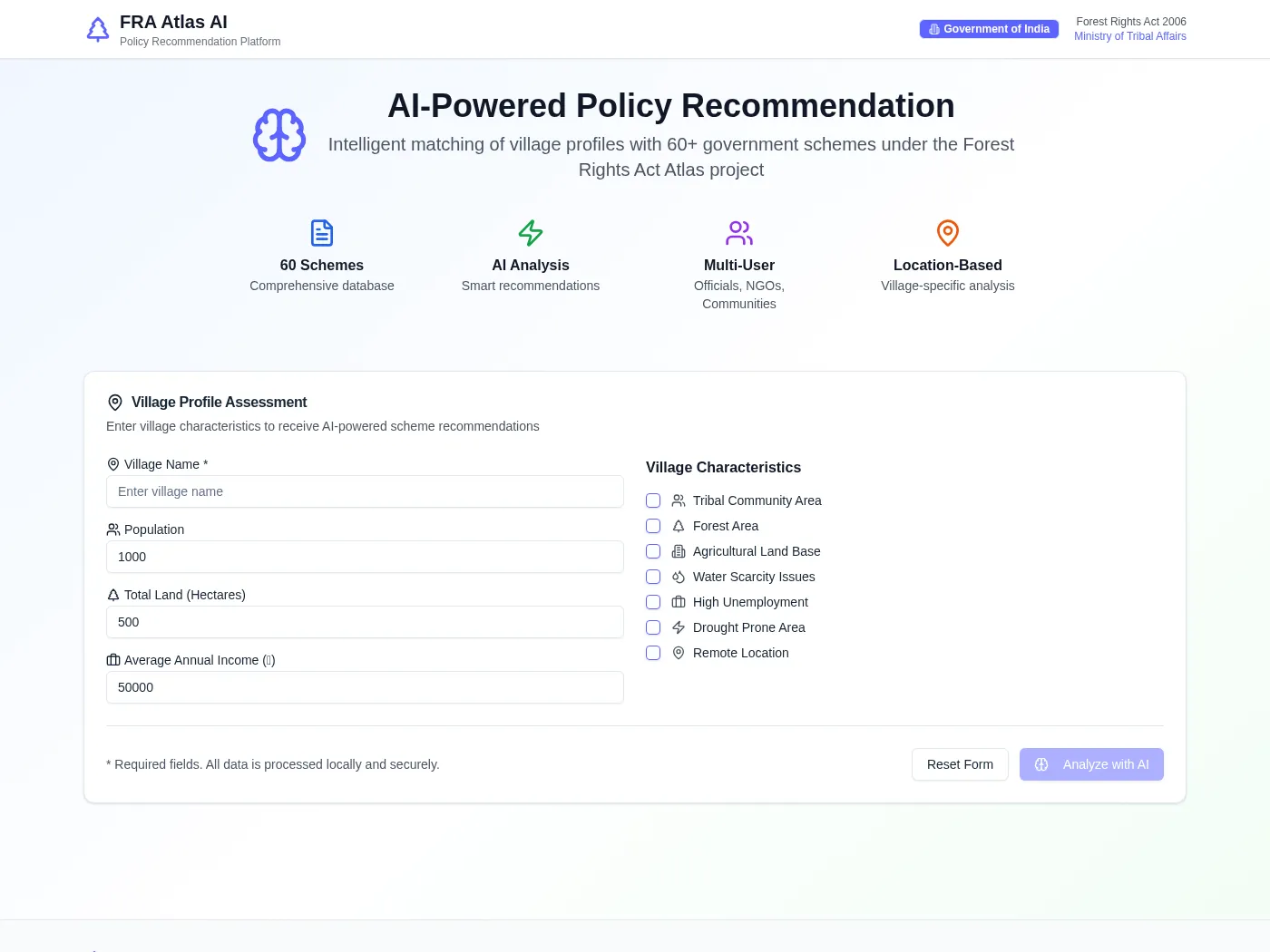AI-Powered FRA Atlas Policy Recommendation Platform