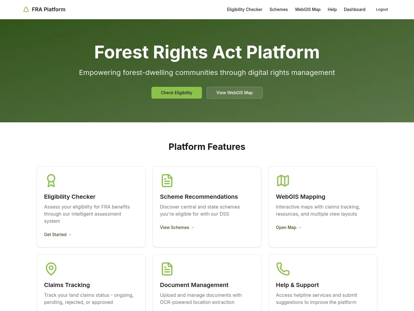FRA Eligibility & Resource Mapping Platform for Forest Dwellers