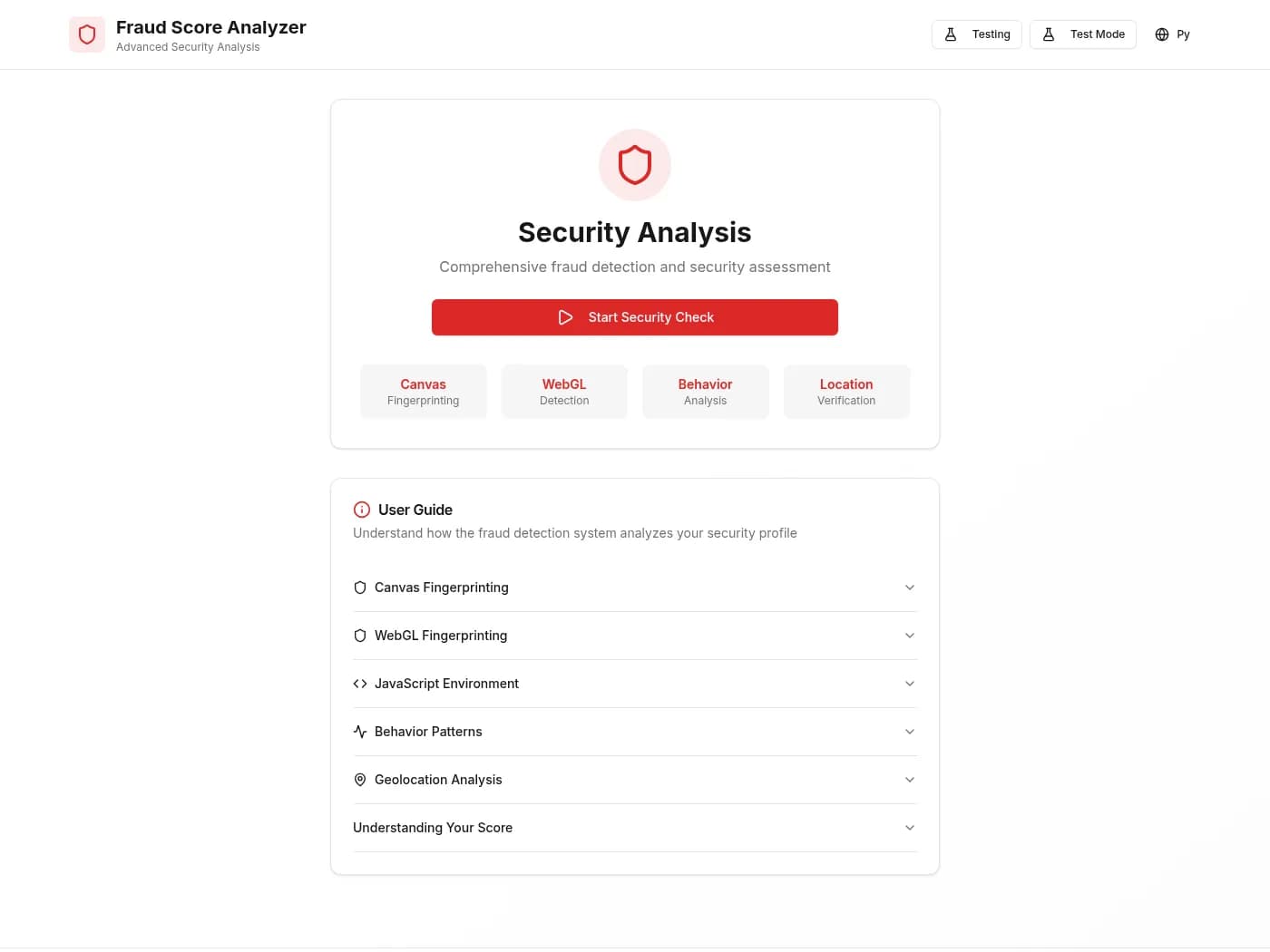 Fraud Score Analysis One-Page Web App