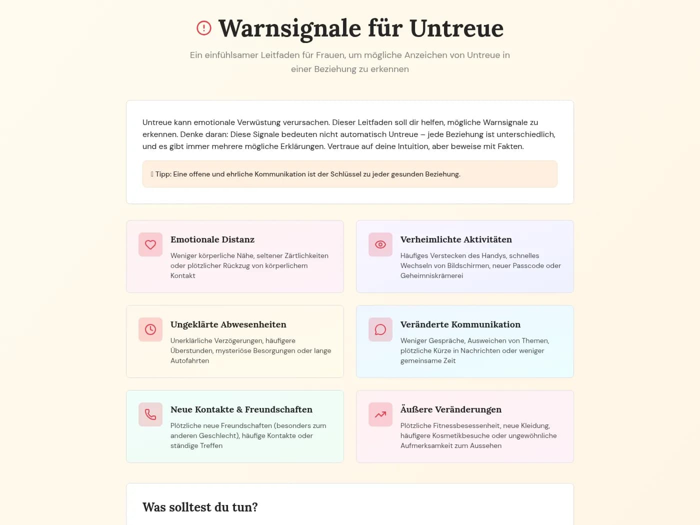 Informationsbox: Warnsignale für Untreue in Beziehungen