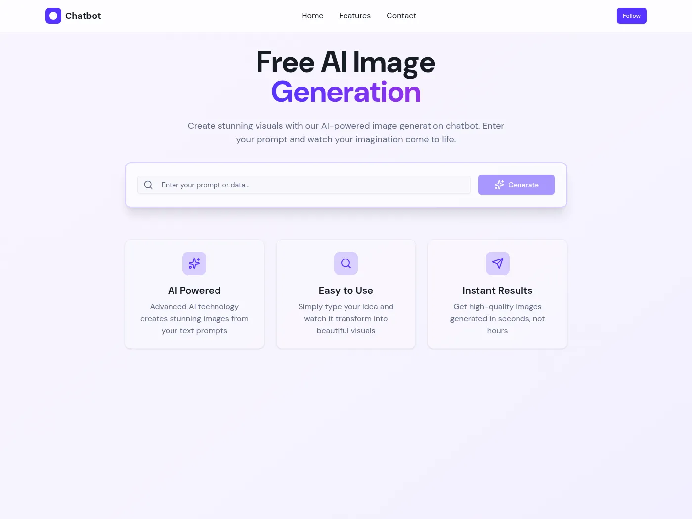 Free AI Image Generation Landing Page