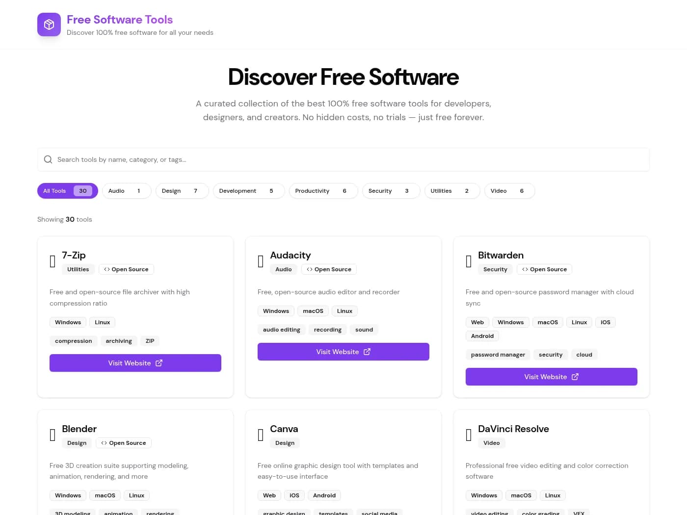Free Software Tools Directory