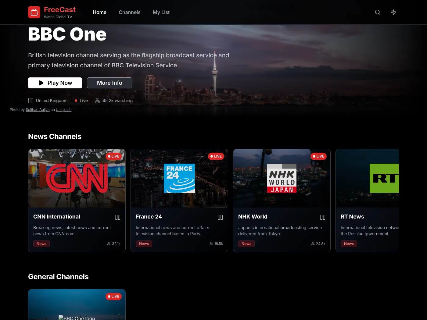 Free TV Channels Viewer