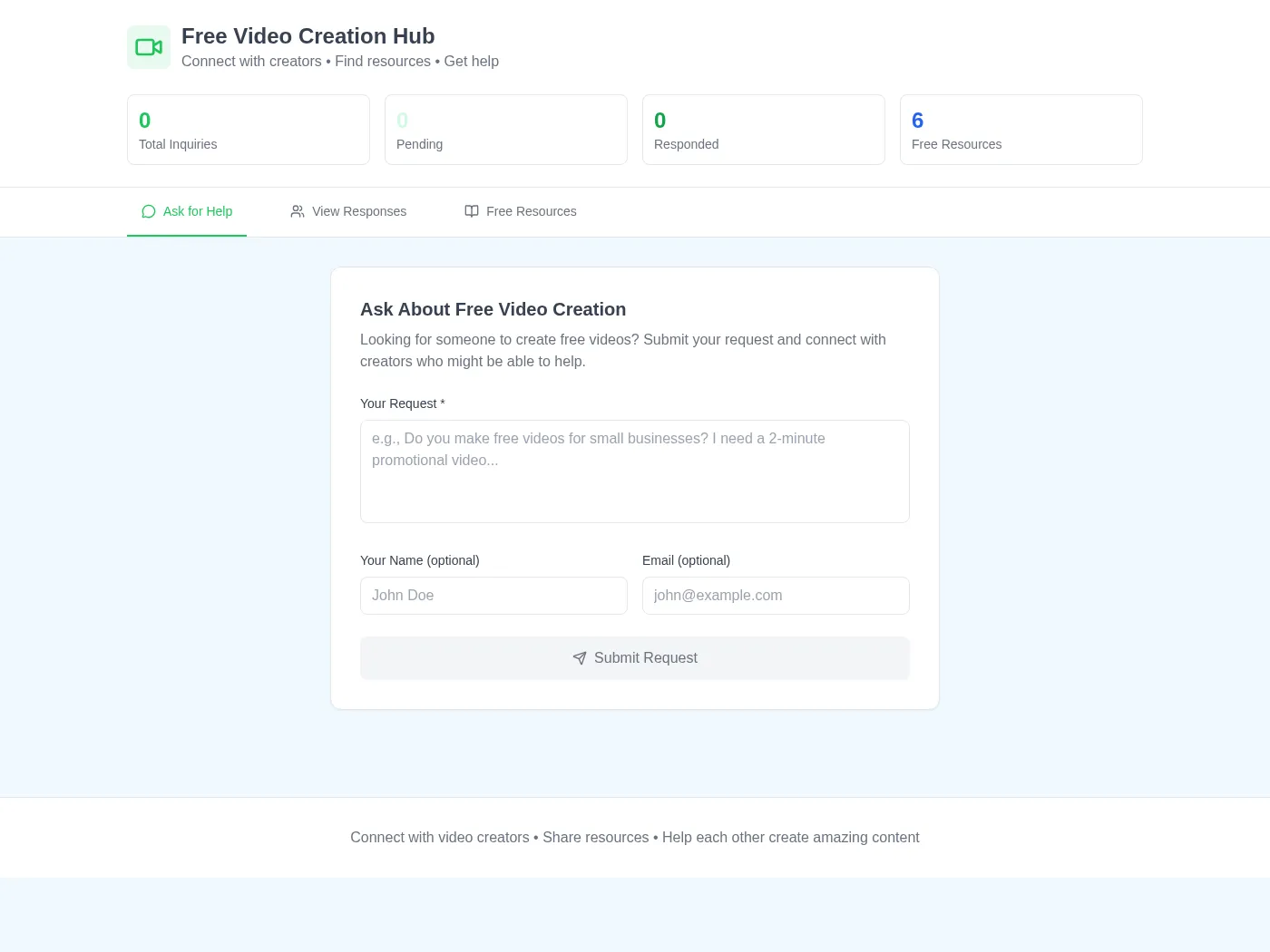 Free Video Creation Inquiry Tool