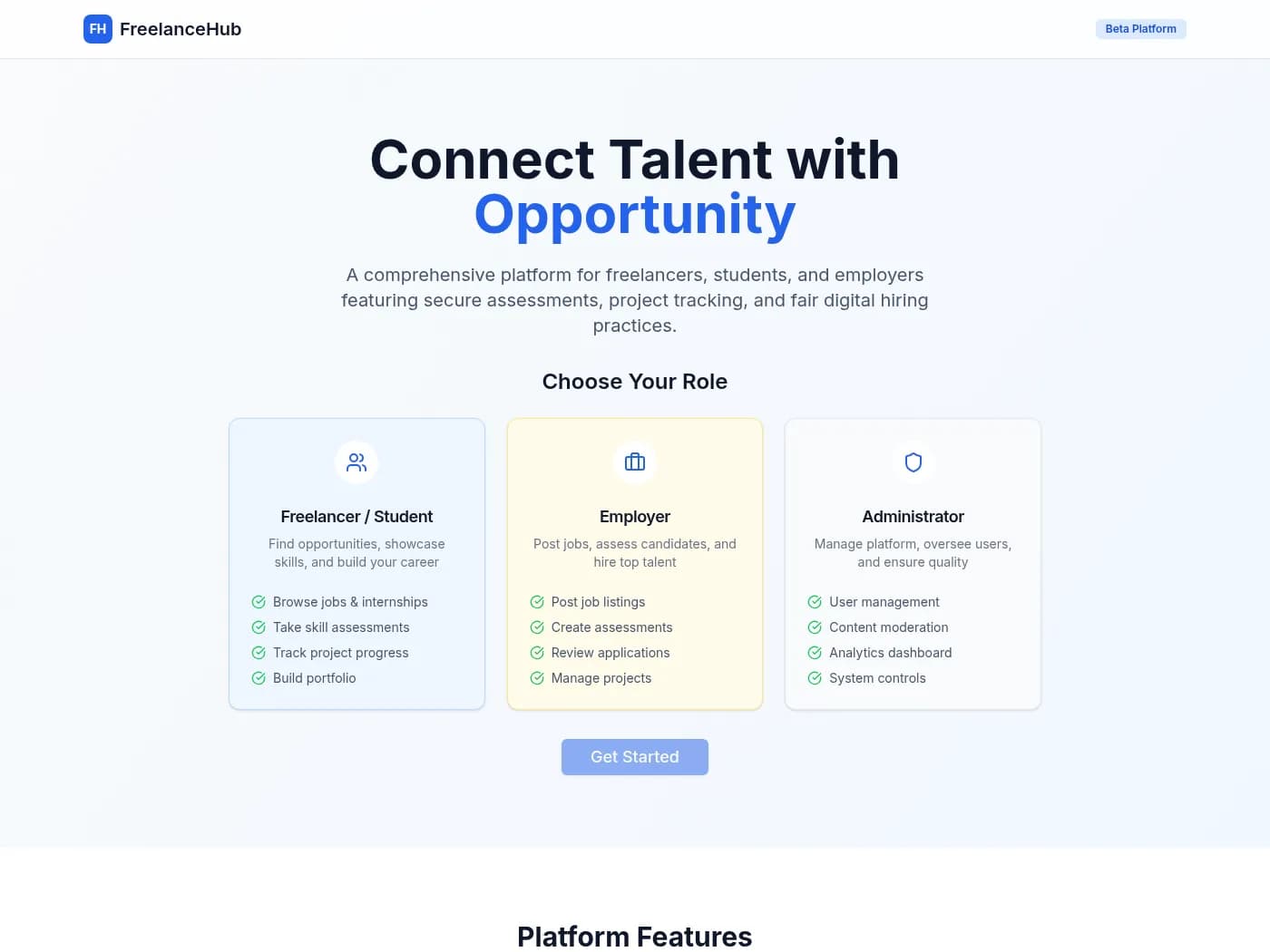Freelance & Internship Management Platform with Secure Assessments