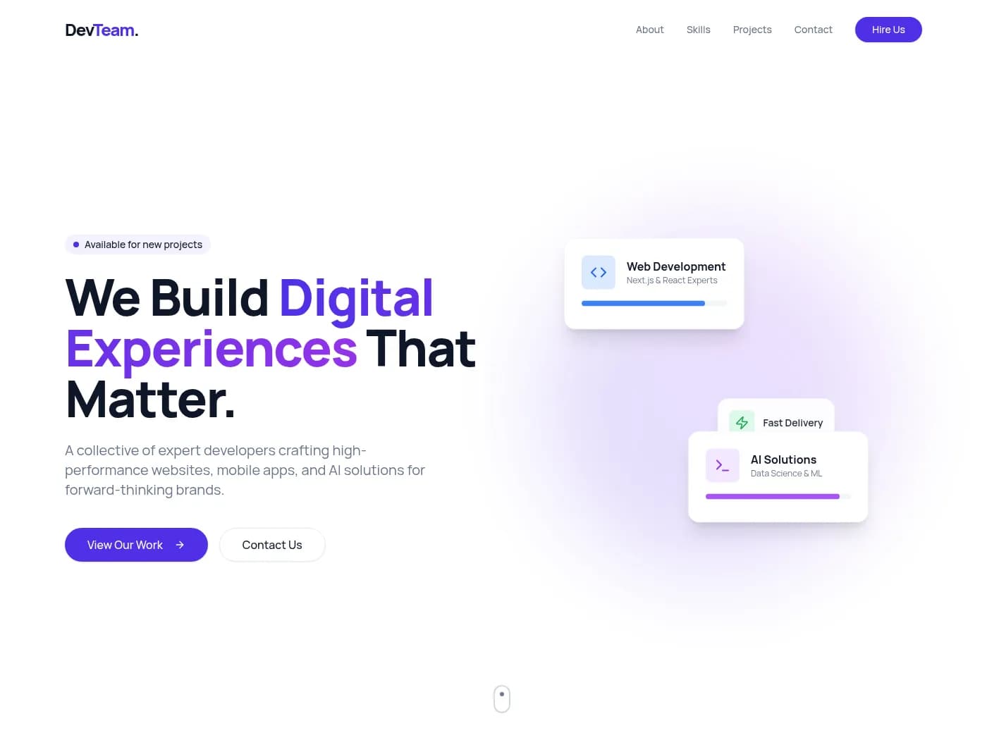 Modern Freelance Team Portfolio Website