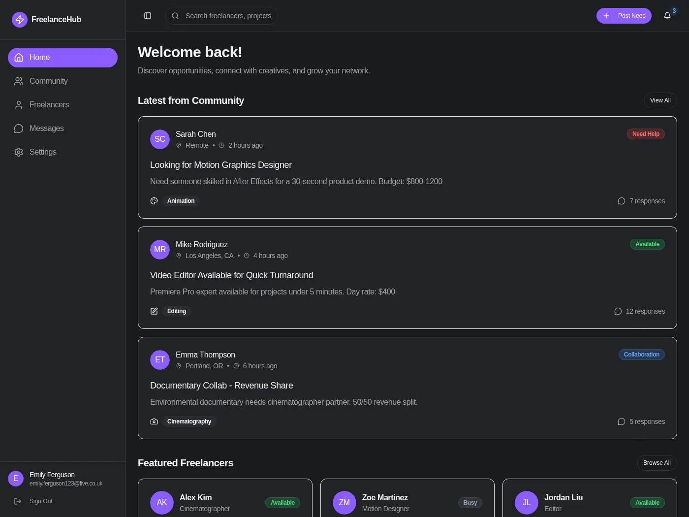 Freelance Video Collaborator Hub