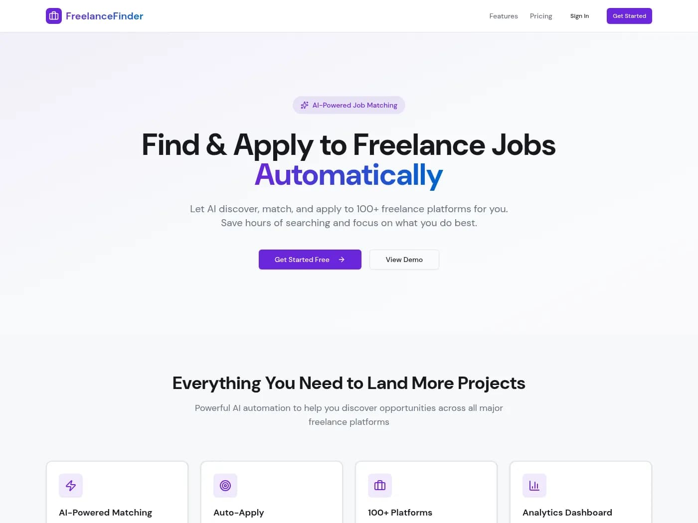 FreelanceFinder – AI-Powered SaaS for Auto-Matching & Applying to Freelance Jobs