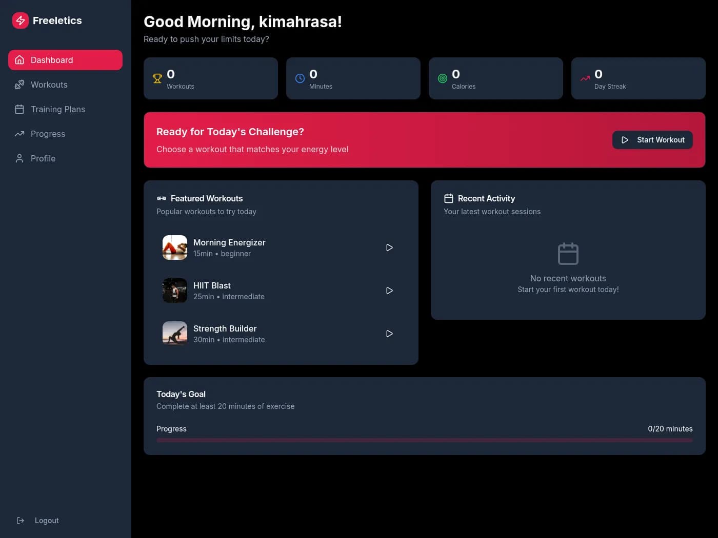 Freeletics Exercise Platform Clone