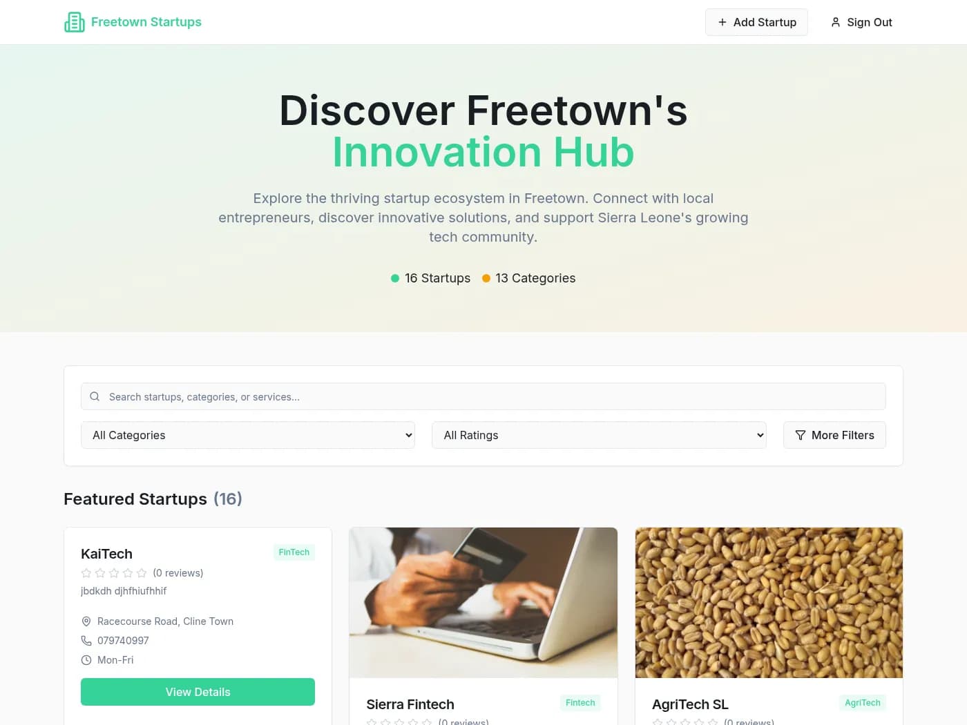 Freetown Startup Directory