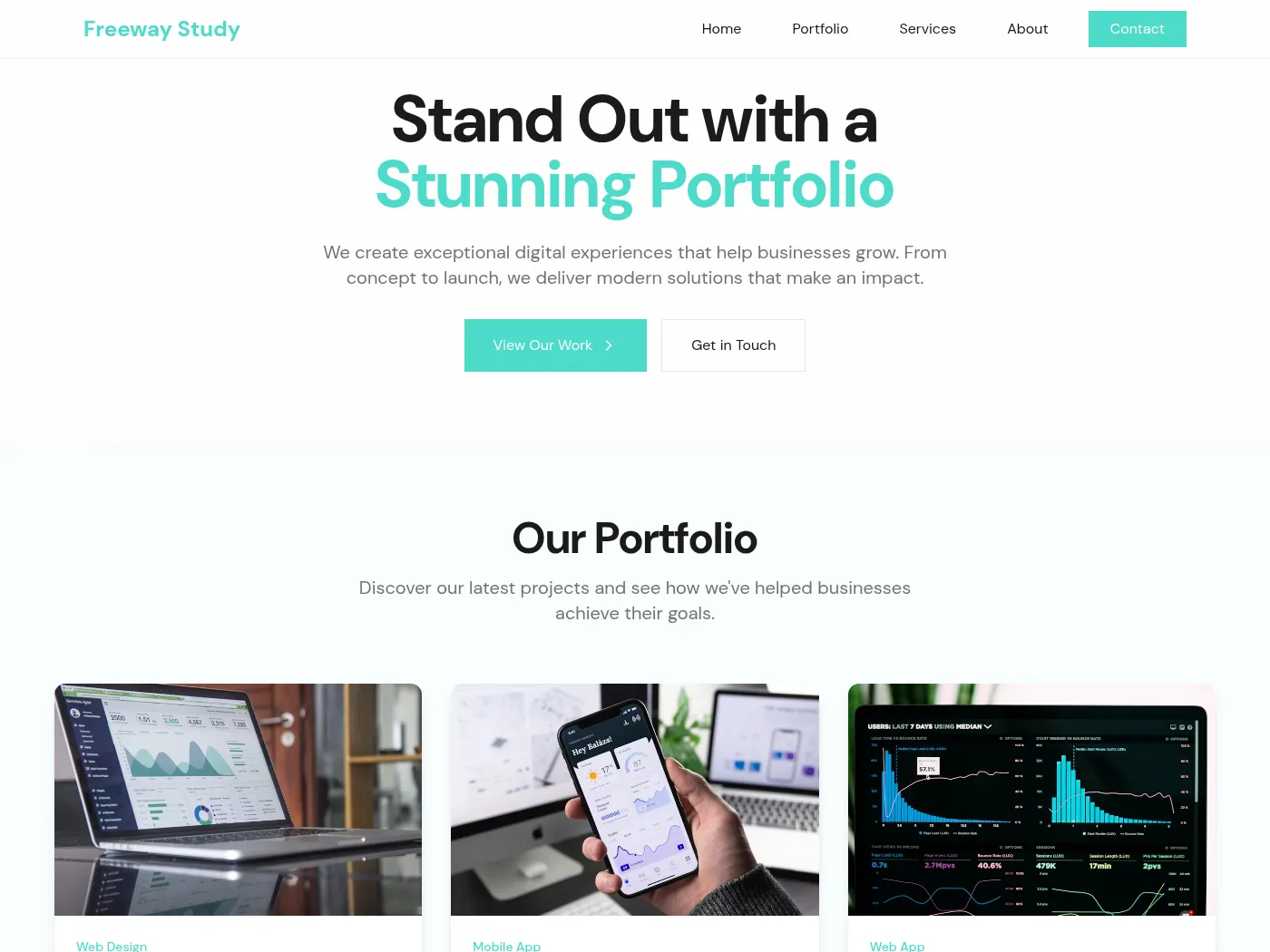 Freeway Study SaaS Portfolio Landing Page