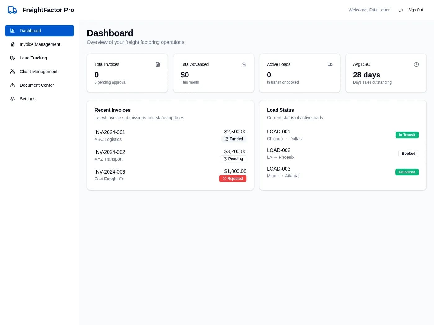 Freight Factoring & Financial Services Platform