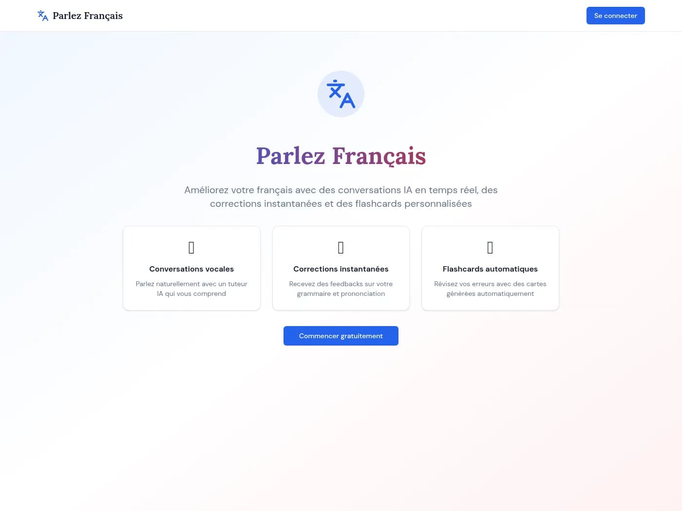 French AI Conversational Tutor & Smart Flashcard App