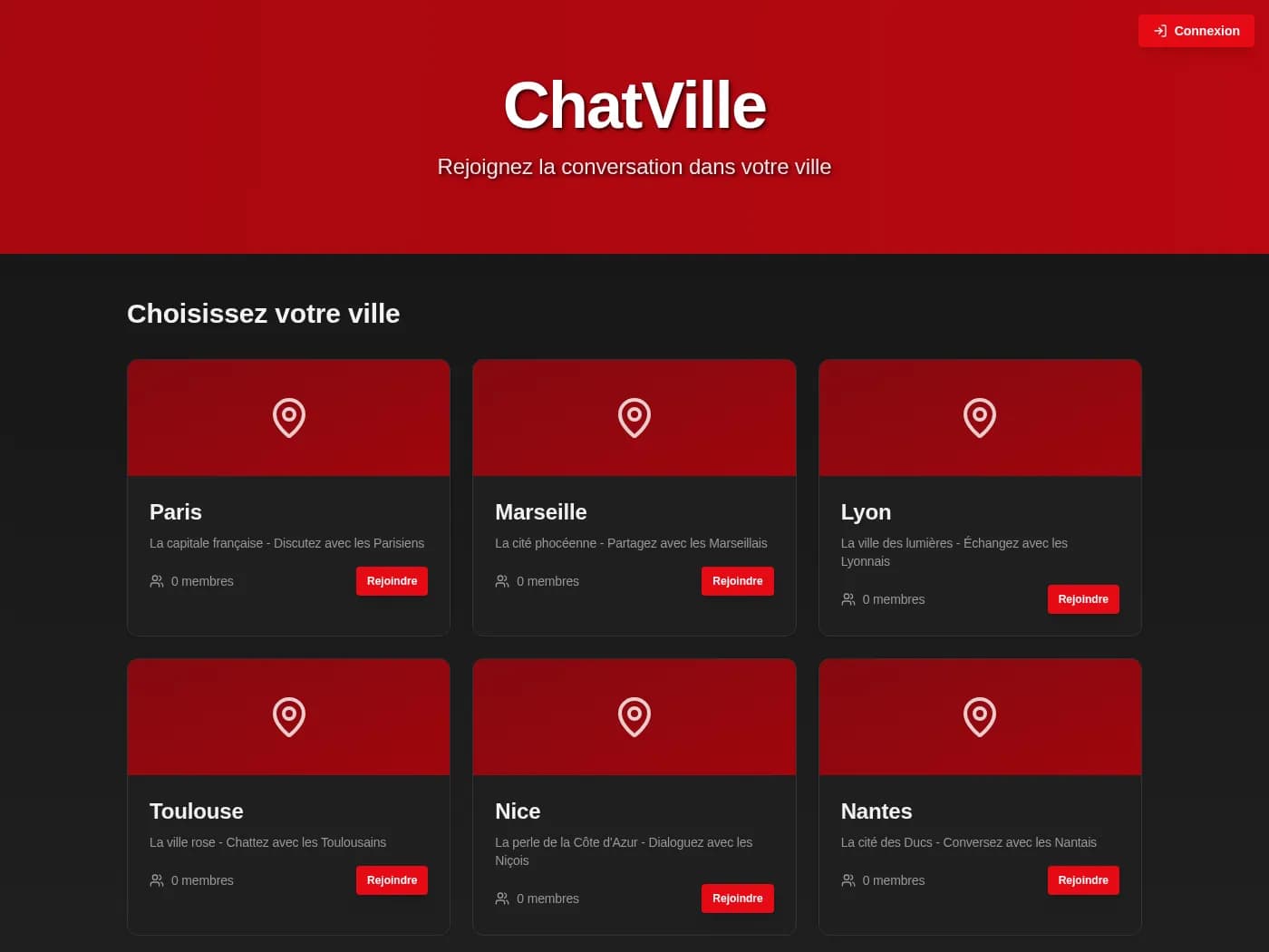 City-Based French Chat App with Netflix-Style Design and AI-Powered Conversations