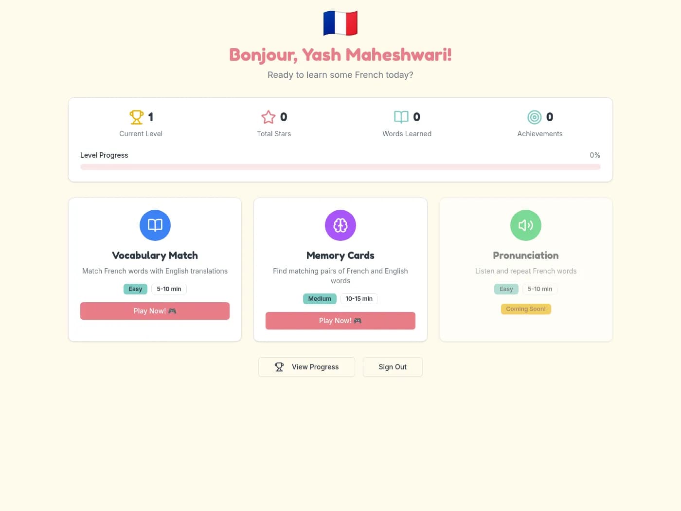 French Learning Game for Kids