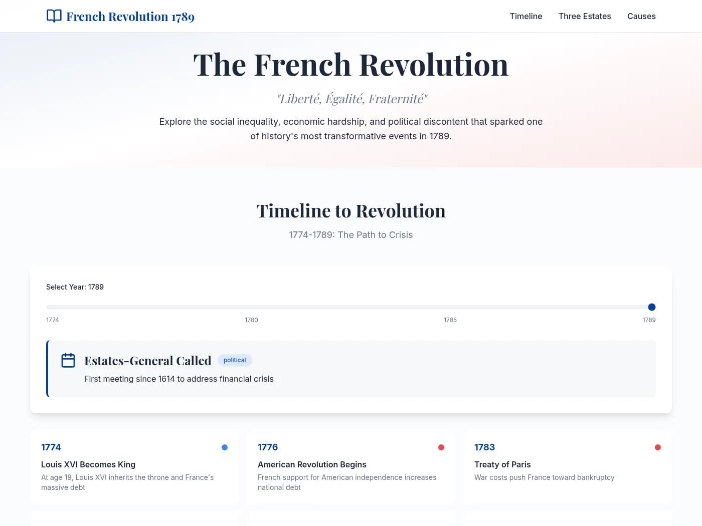 French Revolution Interactive Timeline & Causes Explorer