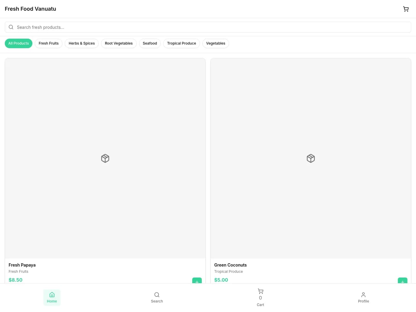 Fresh Food Vanuatu Ecommerce Platform