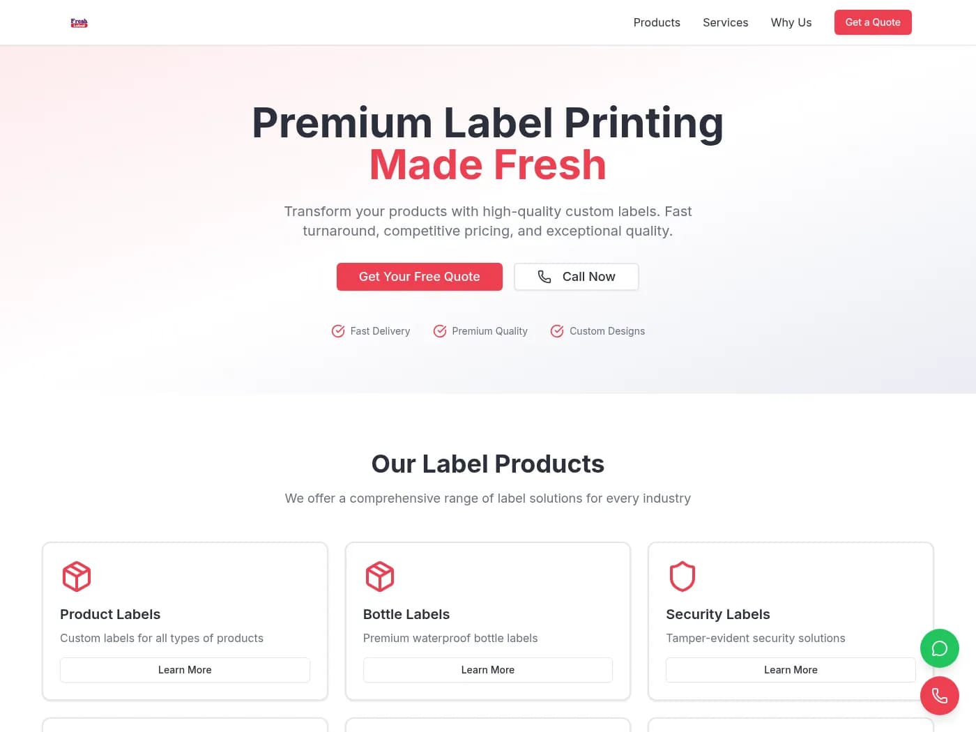 Fresh Label Dynamic Lead-Generating Website