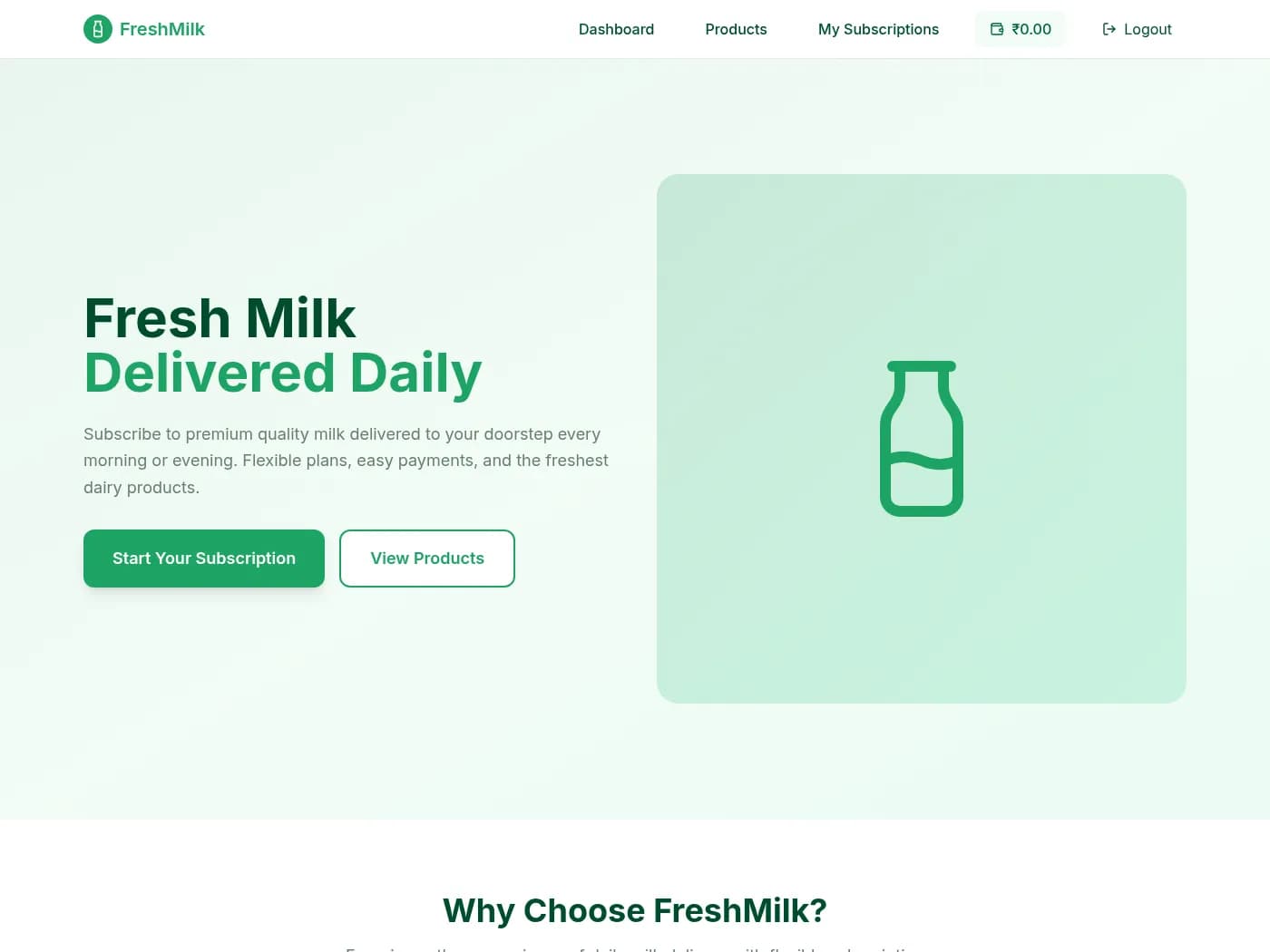 FreshMilk B2C Delivery & Subscription Platform